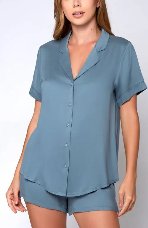 ICOLLECTION Organic Cotton And Tencel Notched Collar Pajama Set