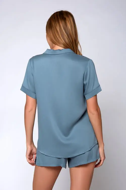 ICOLLECTION Organic Cotton And Tencel Notched Collar Pajama Set