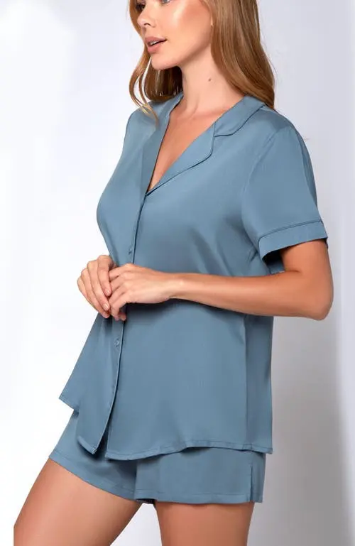 ICOLLECTION Organic Cotton And Tencel Notched Collar Pajama Set