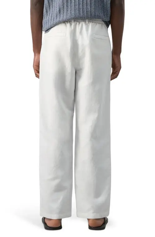 Mango Linen-blend Drawstring Waist Trousers - White