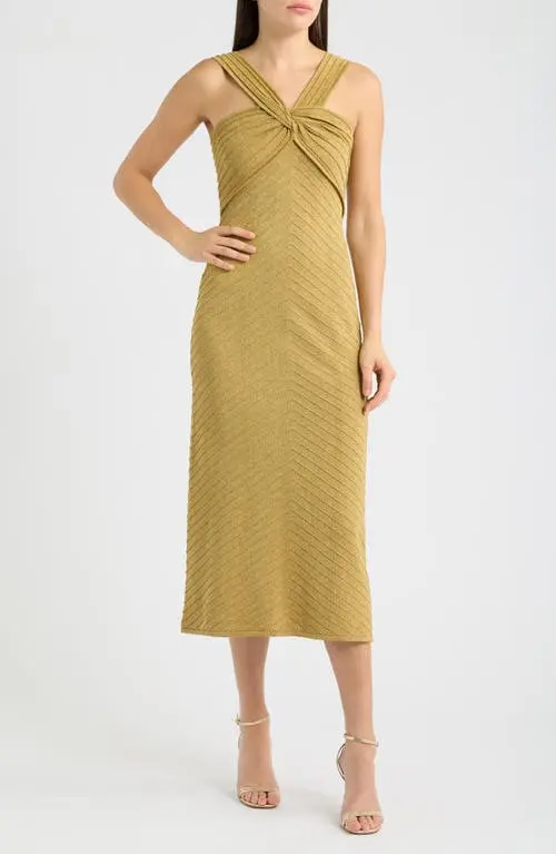 Kobi Halperin Talia Metallic Knit Midi Dress - Gold