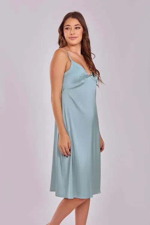 ICOLLECTION Satin Nightgown With Adjustable Straps