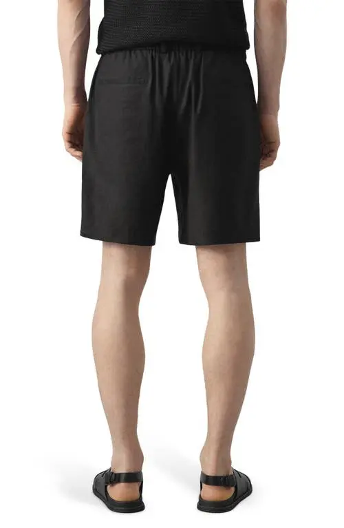 Mango Flat Front Linen Blend Drawstring Bermuda Shorts - Black