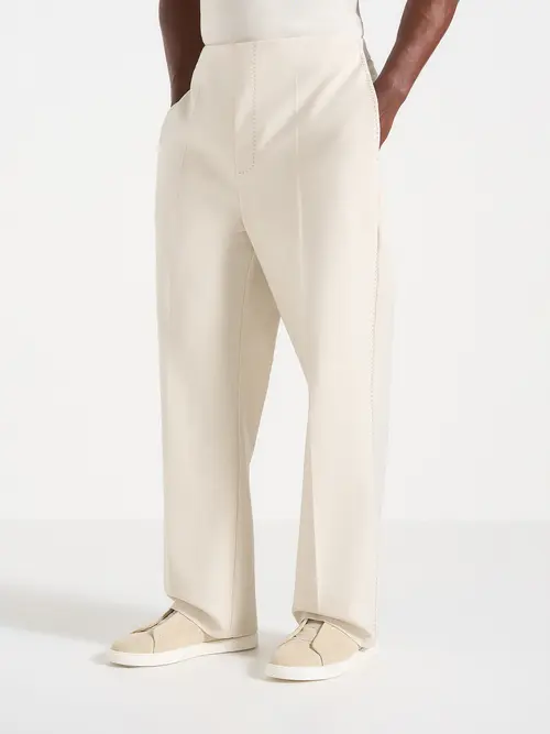 Manière De Voir Henri Foldover Detail Tailored Trousers - Cream