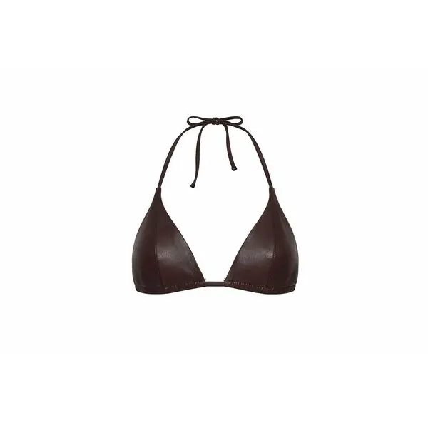 OSCARMORRIS Faux Leather Triangle Bikini Top