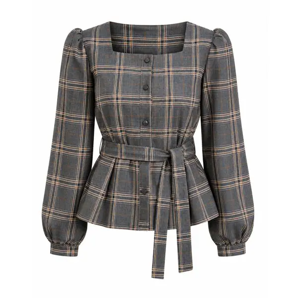 MIND TRAVELER Beth Checked Blouse