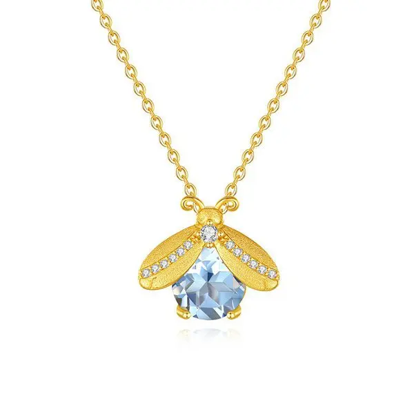 ORMIRO Summer Firefly Blue Topaz Vermeil Necklace - Gold