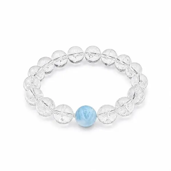 ORMIRO Mermaid's Tear Larimar & Clear Quartz Bracelet - Blue