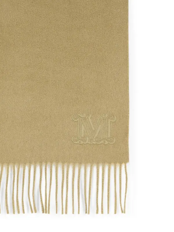 Max Mara Cashmere Stole With Monogram Embroidery And Fringe - Green