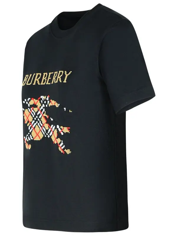 Burberry Frankie Cotton T-shirt With Ekd Embroidery - Black