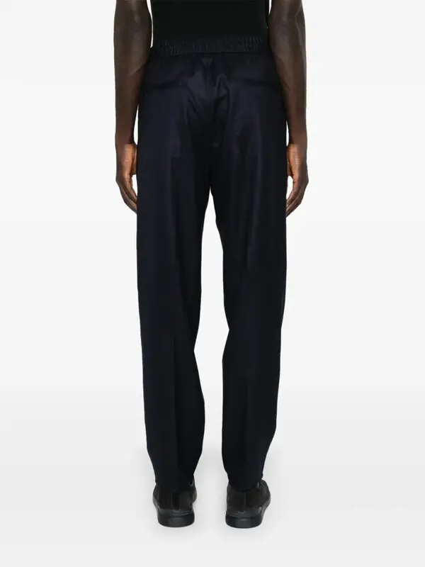 Brunello Cucinelli Wool Flannel Leisure Fit Trousers With Drawstring And Double Pleats - Blue