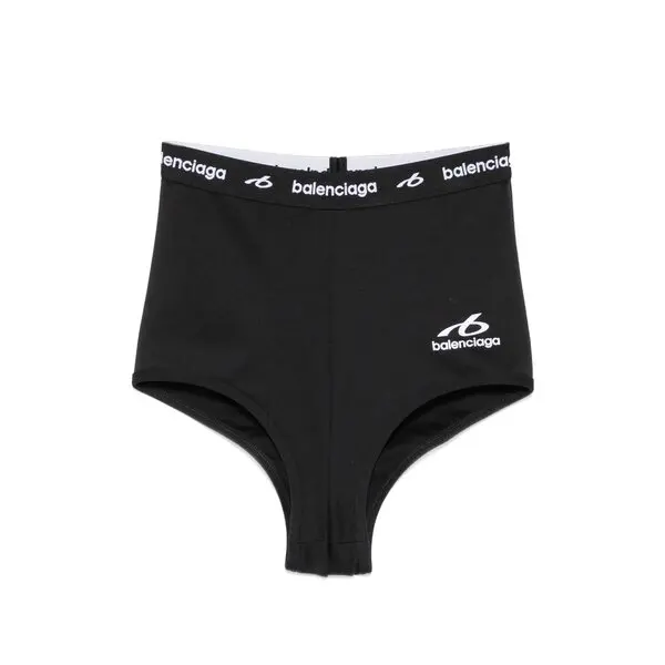 Balenciaga High-waisted Logo Print Mini Shorts - Black