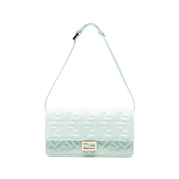 Fendi Leather Ff-motif Shoulder Bag - Green