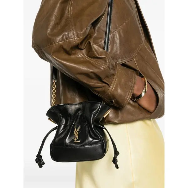 Saint Laurent Quilted Leather Drawstring Bucket Bag - Black