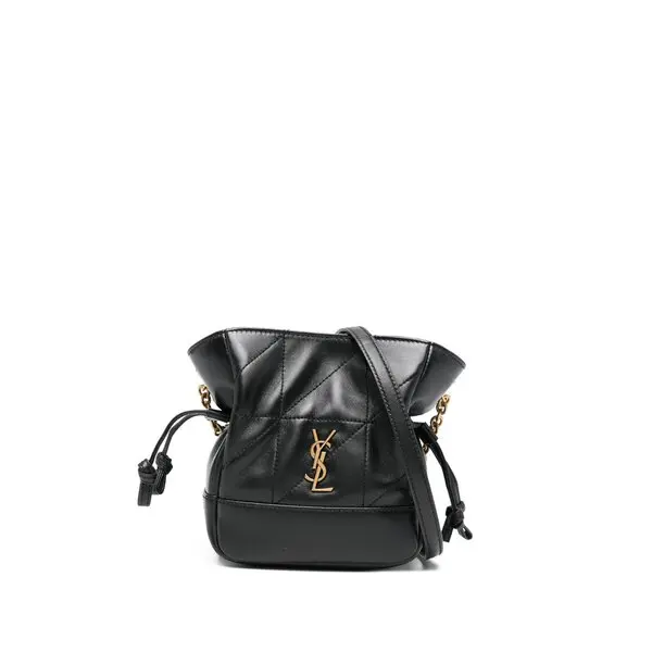 Saint Laurent Quilted Leather Drawstring Bucket Bag - Black