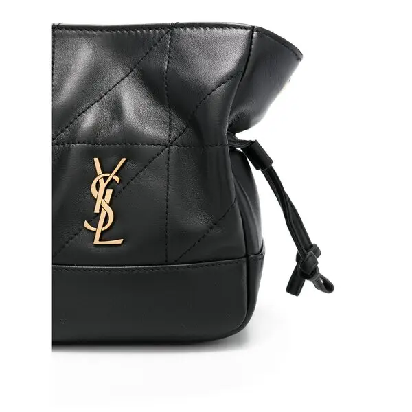 Saint Laurent Quilted Leather Drawstring Bucket Bag - Black