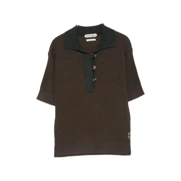 JW Anderson Military Waffle Knit Polo Shirt - Green