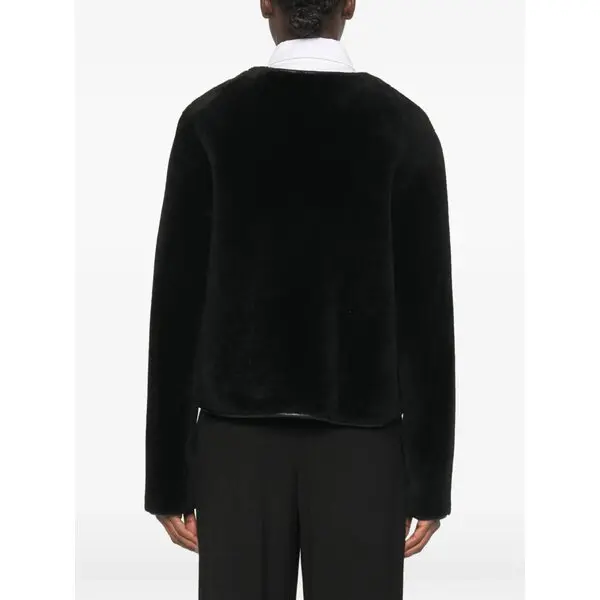 BLAZÉ MILANO Shearling And Leather Trim Jacket - Black