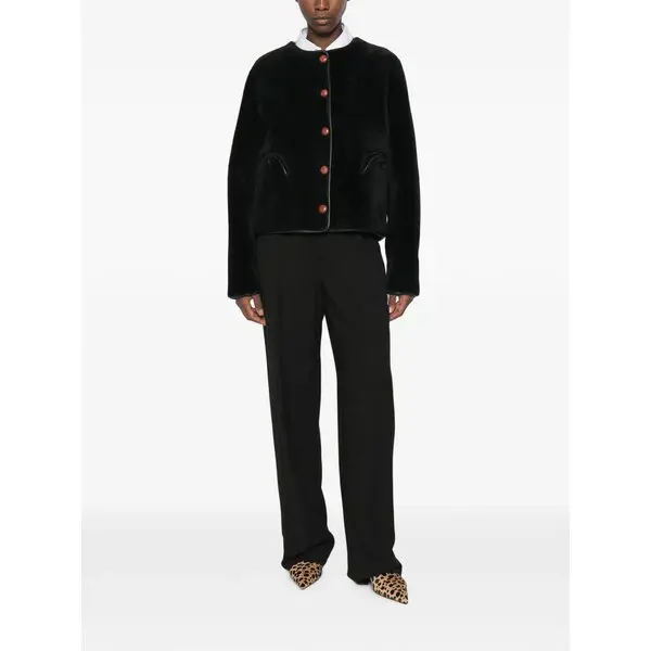 BLAZÉ MILANO Shearling And Leather Trim Jacket - Black