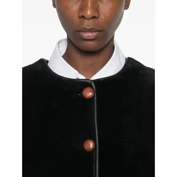 BLAZÉ MILANO Shearling And Leather Trim Jacket - Black