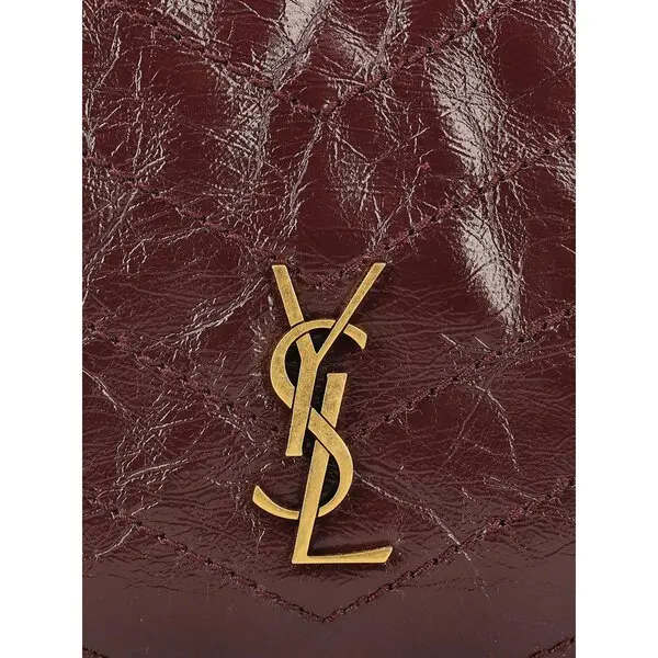 Saint Laurent Burgundy Leather Chevron Quilted Tote Bag - Red