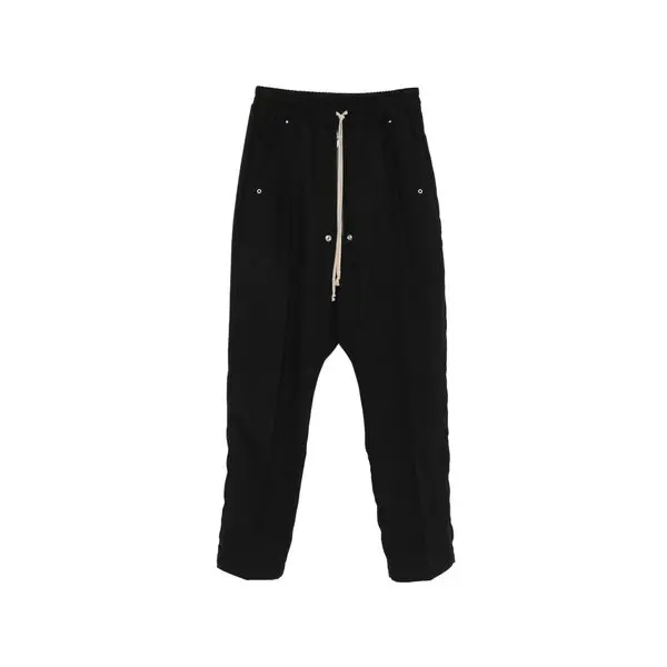 Rick Owens Drop Crotch Wool Trousers - Black