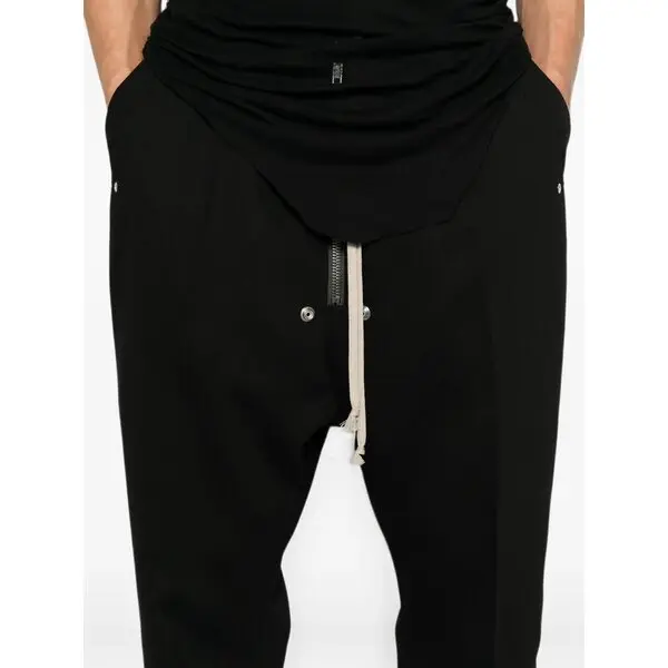Rick Owens Drop Crotch Wool Trousers - Black