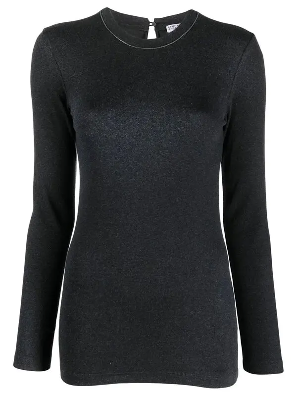 Brunello Cucinelli Chain Collar Long-sleeved Fitted Top