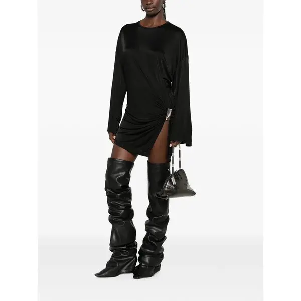 Attico Viscose Dress With Silver-tone Hardware - Black