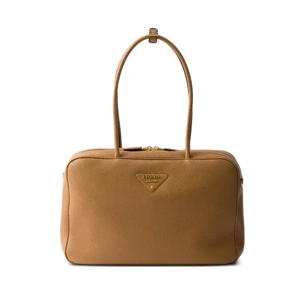 Prada Calfskin Leather Top Handle Bag - Brown