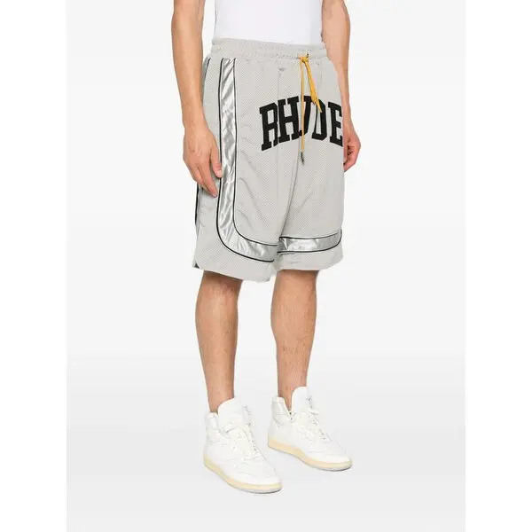Rhude Grey Mesh Logo Track Shorts - Gray