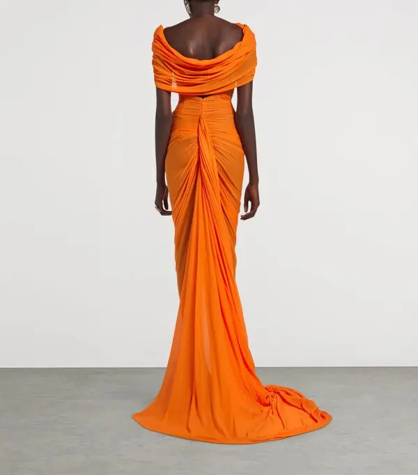 Balenciaga Sheer Open Back Maxi Dress
