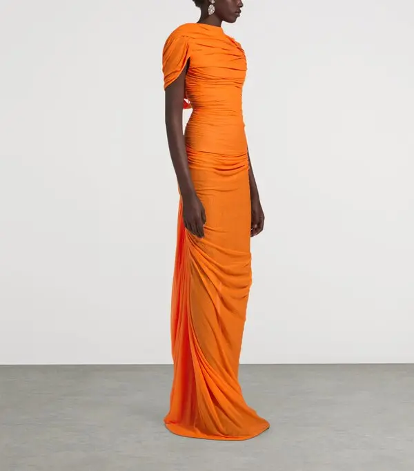 Balenciaga Sheer Open Back Maxi Dress