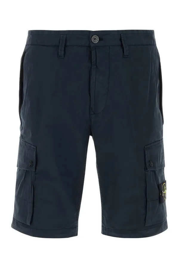 Stone Island Navy Stretch Cotton Bermuda Shorts