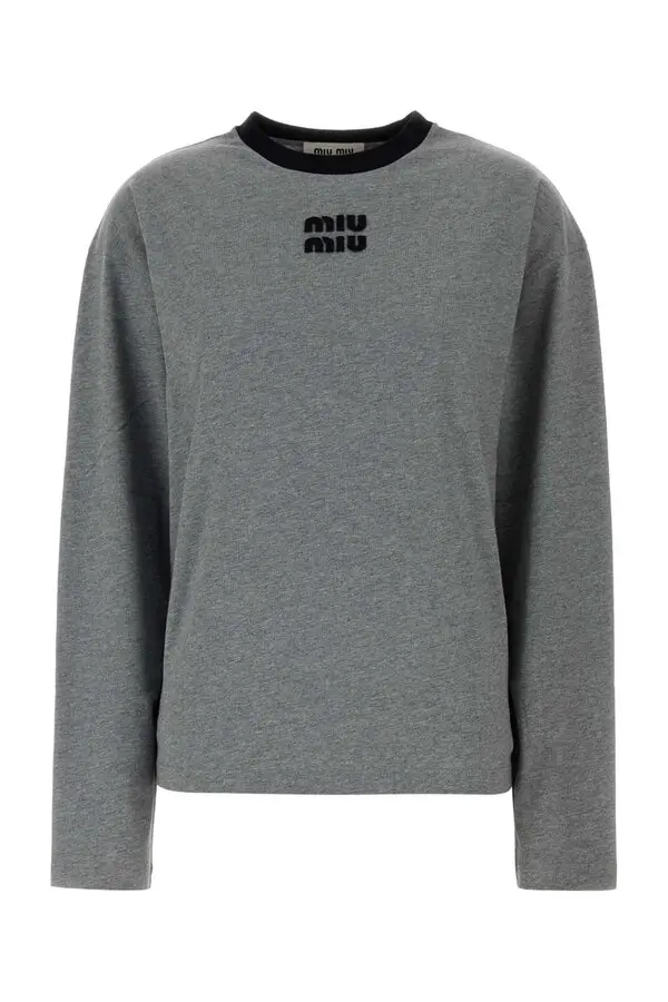Miu Miu Dark Grey Cotton T-shirt