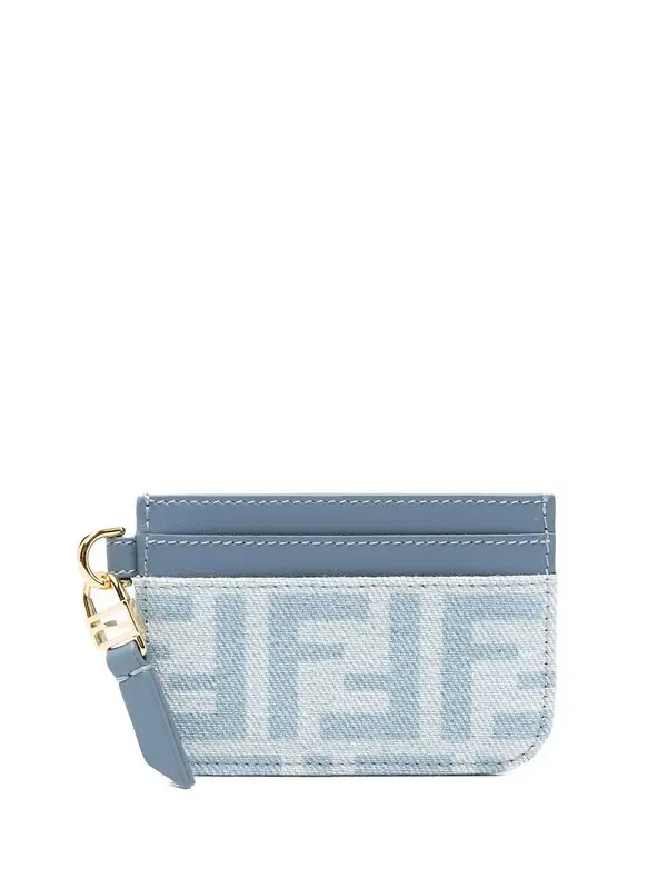 Fendi Baguette Ff Denim Flat Card Case - Blue