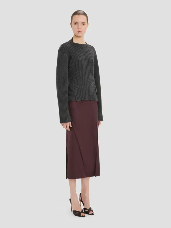 Victoria Beckham Ribbed Merino Wool Jumper - Gray