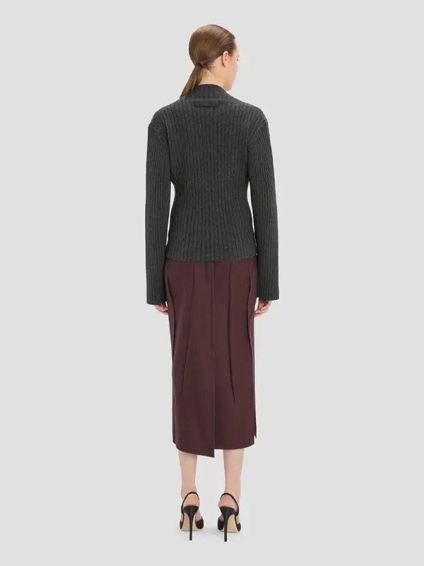 Victoria Beckham Ribbed Merino Wool Jumper - Gray