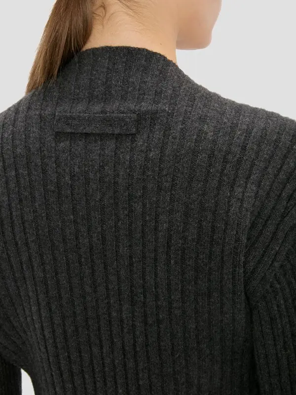 Victoria Beckham Ribbed Merino Wool Jumper - Gray