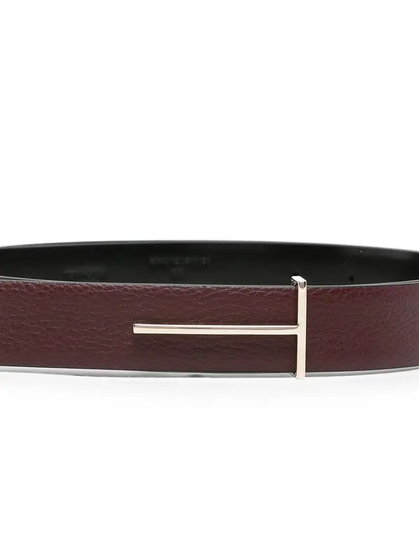 TOM FORD Grained Leather And Spazzolato Leather Slim T Belt