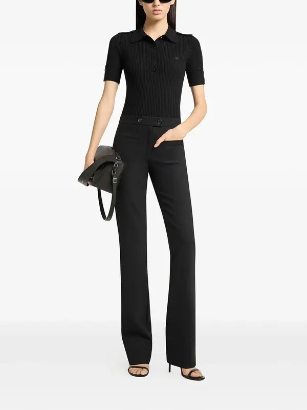 COURREGES Classic Rib Knit Short Sleeved Polo