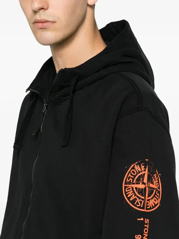 Stone Island Oversized-fit Zip-up Sweatshirt With `vertical Placement` Print