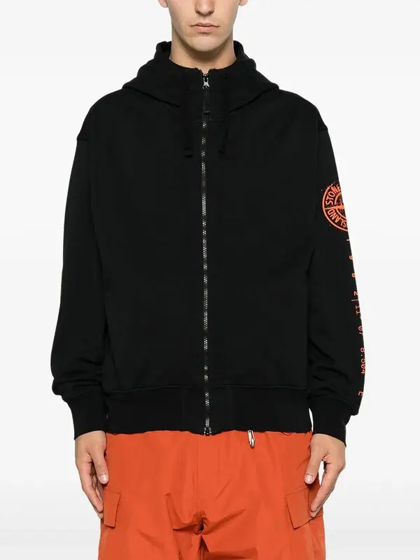 Stone Island Oversized-fit Zip-up Sweatshirt With `vertical Placement` Print