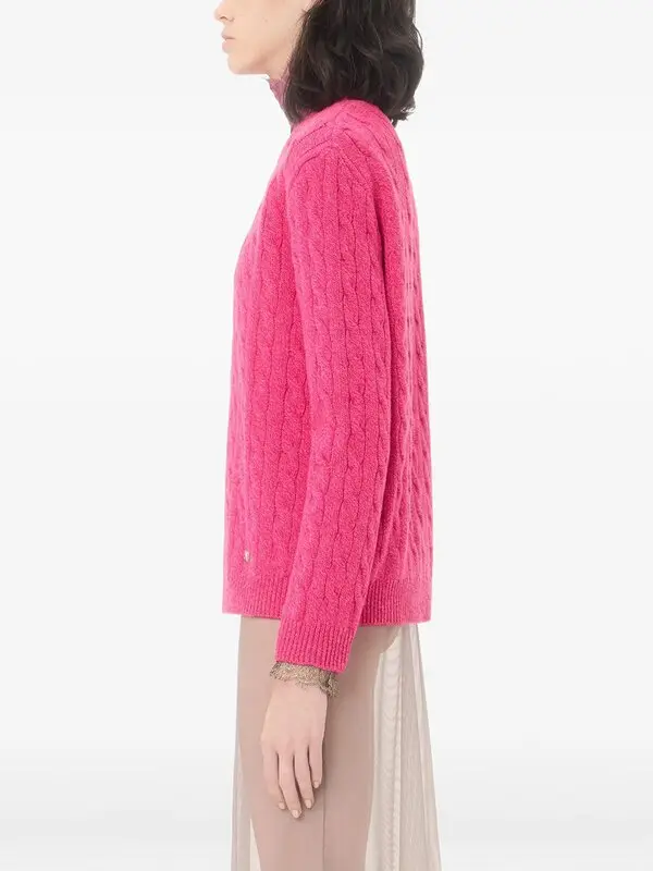 Valentino Garavani Wool Mouliné Cable-knit Crew Neck Sweater - Multicolor