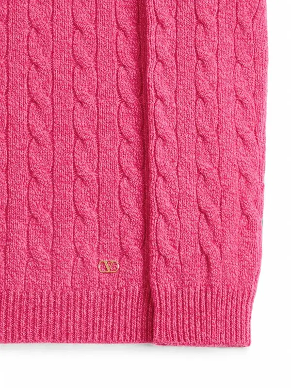 Valentino Garavani Wool Mouliné Cable-knit Crew Neck Sweater - Multicolor