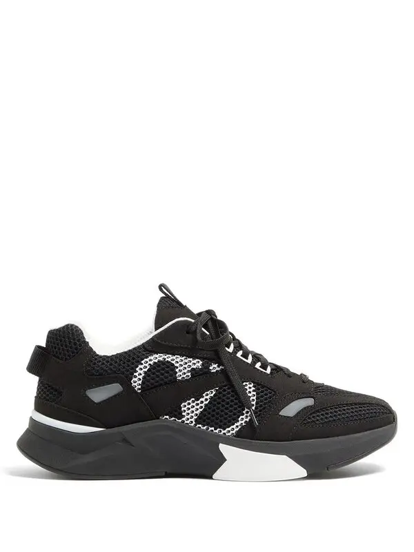 Valentino Garavani Demivee Mesh And Suede Low Top Sneakers - Black