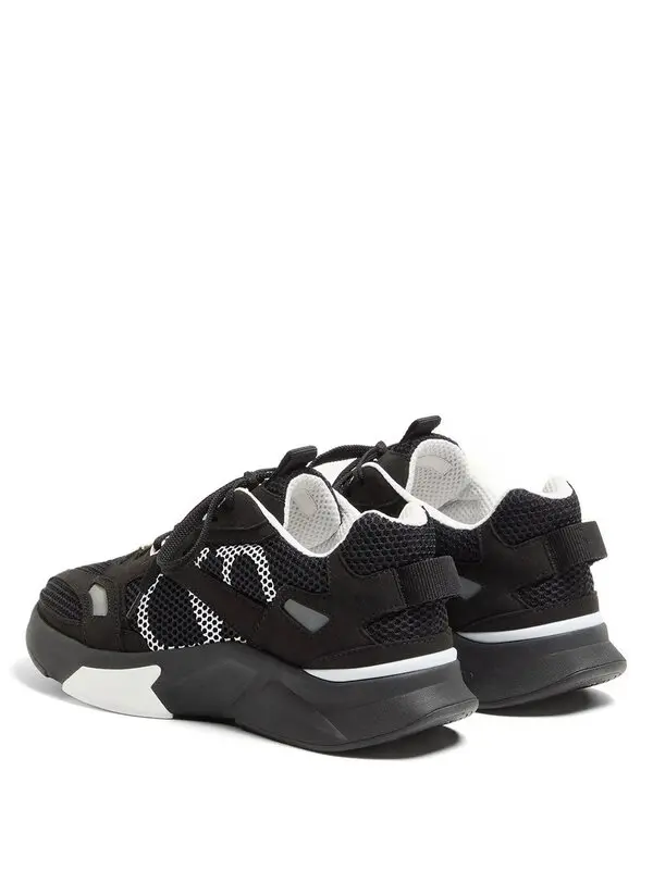 Valentino Garavani Demivee Mesh And Suede Low Top Sneakers - Black