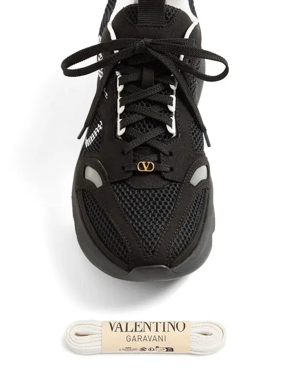 Valentino Garavani Demivee Mesh And Suede Low Top Sneakers - Black