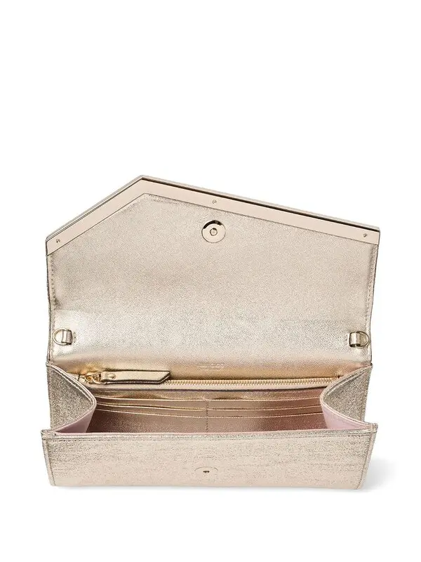 JIMMY CHOO Emmie Clutch Bag In Platinum Ice Brilliance Fabric - Silver