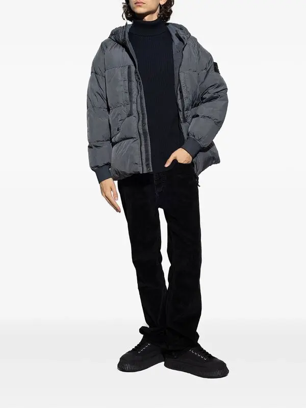 Stone Island Wool Ribbed Turtleneck Sweater - Blue